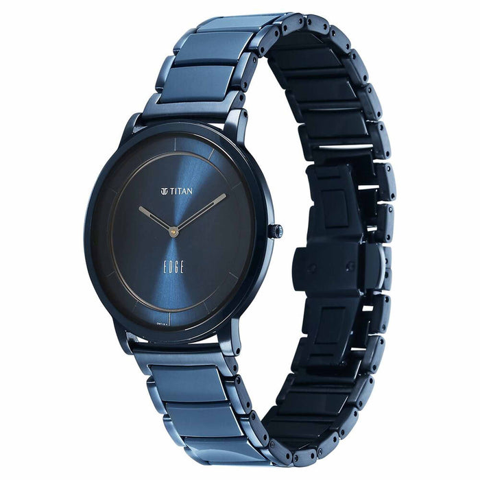 Titan Edge Melange Slim Steel & Ceramic Strap Blue Dial Analog Watch F