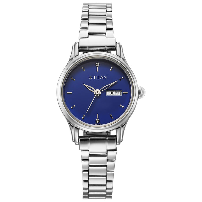 Titan Karishma Blue Dial Silver Stainless Steel Strap Analog Watch For