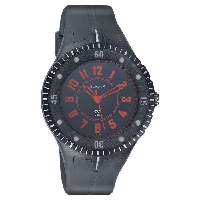 Sonata Quartz Analog Black Dial Strap Watch for Men